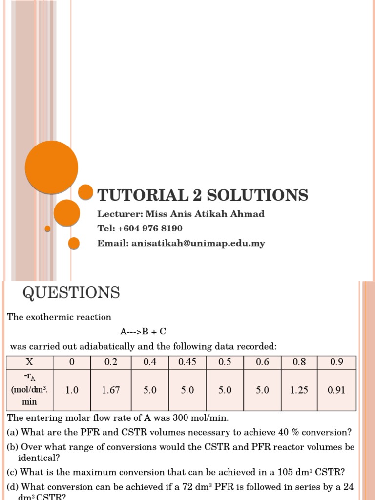 Conversion CSTR and PFR Problems | PDF | Physical Sciences | Chemistry