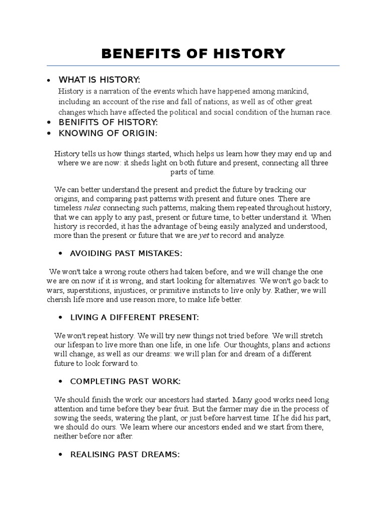 Benefits of History | PDF | Dream | Human