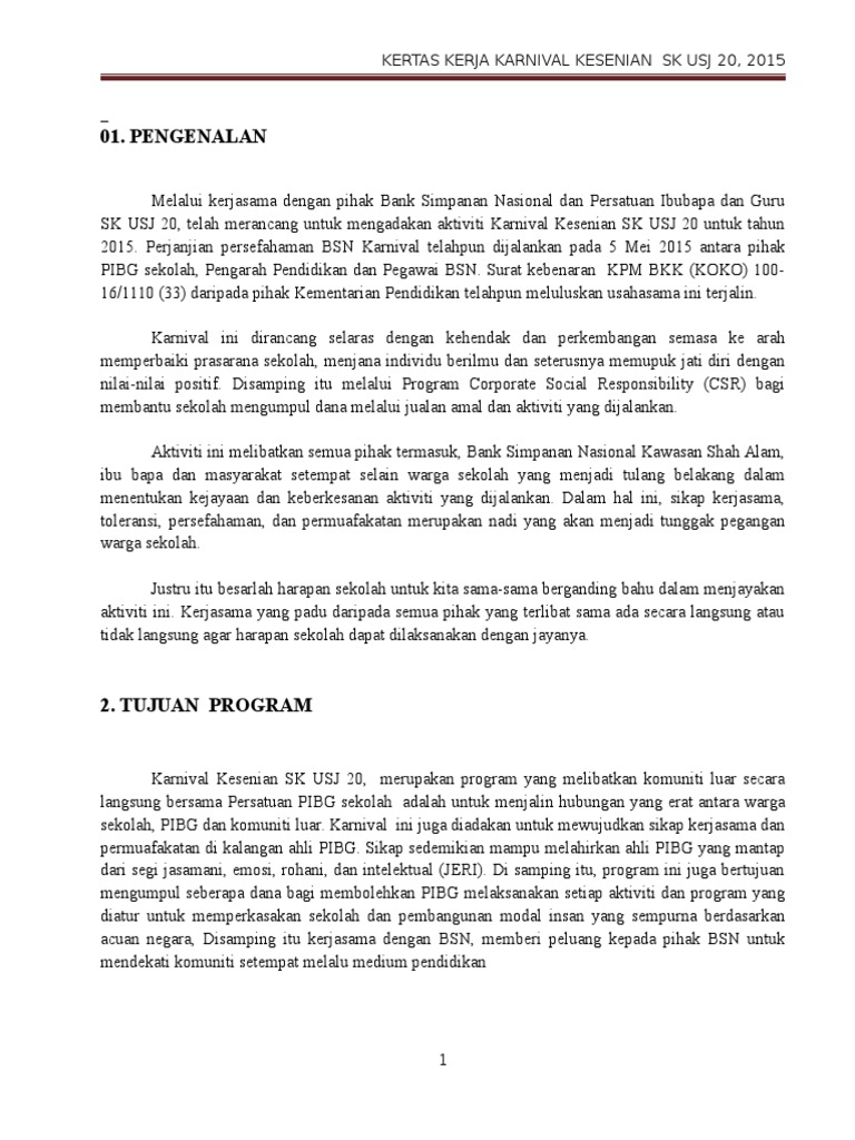 Karnival Kesenian SK USJ 20 | PDF