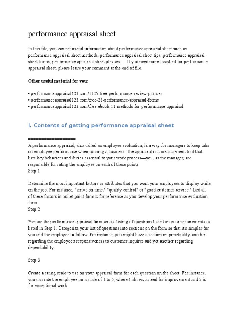 Performance Appraisal Guide | PDF | Performance Appraisal | Employment