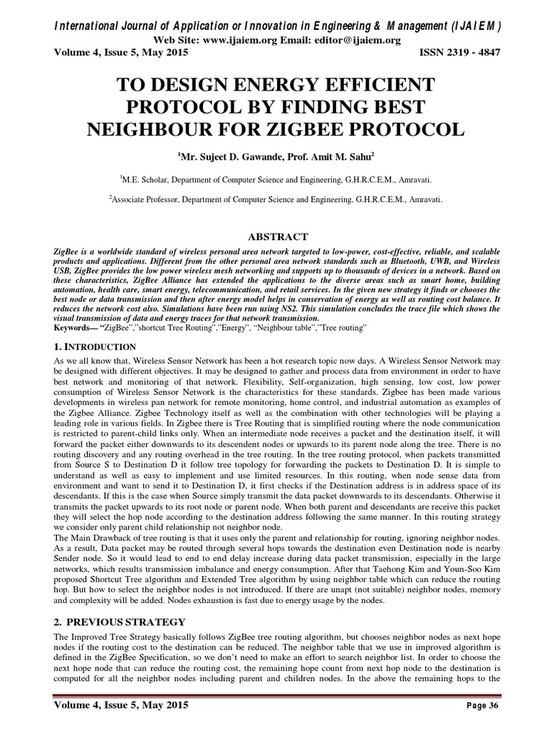 To Design Energy Efficient Protocol by Finding Best Neighbour For Zigbee Protocol | PDF ...