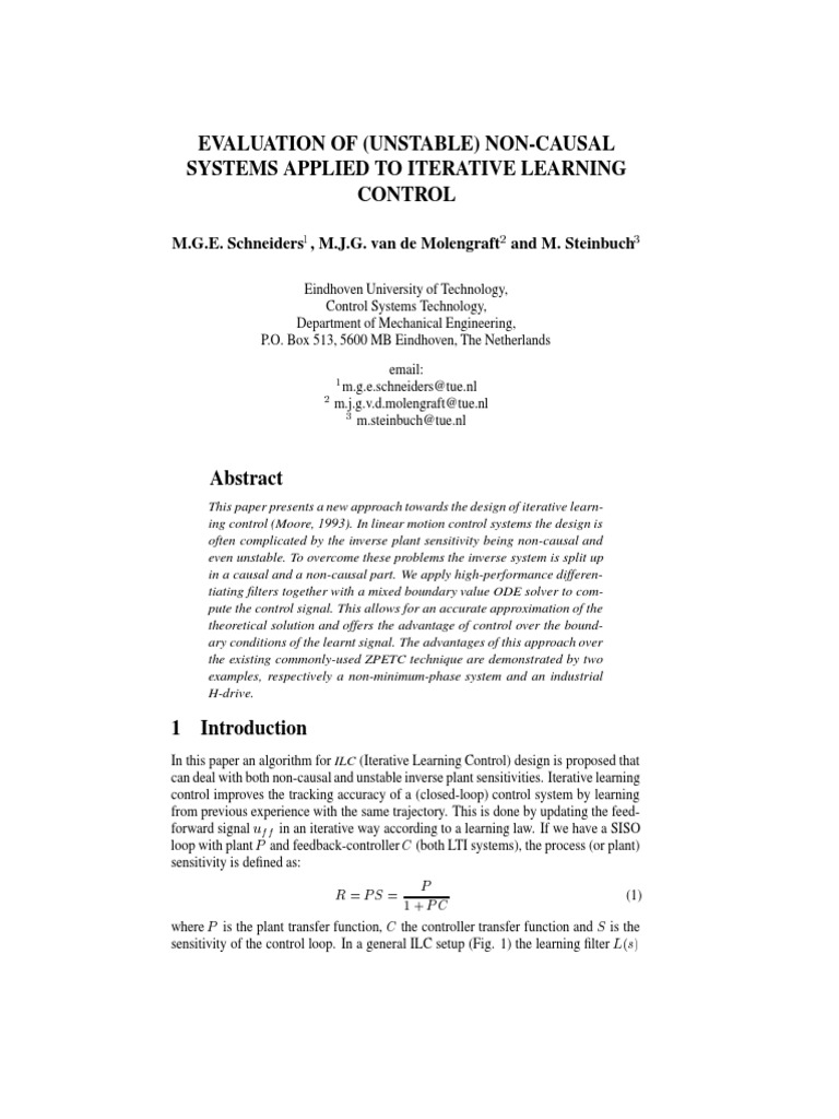 Evaluating unstable non-causal systems for iterative learning control | PDF | Interpolation ...