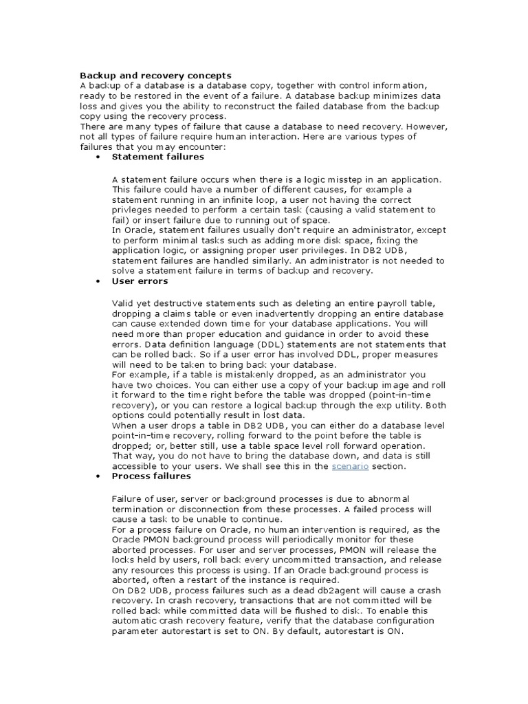 Backup and Recovery Concepts | PDF | Oracle Database | Databases