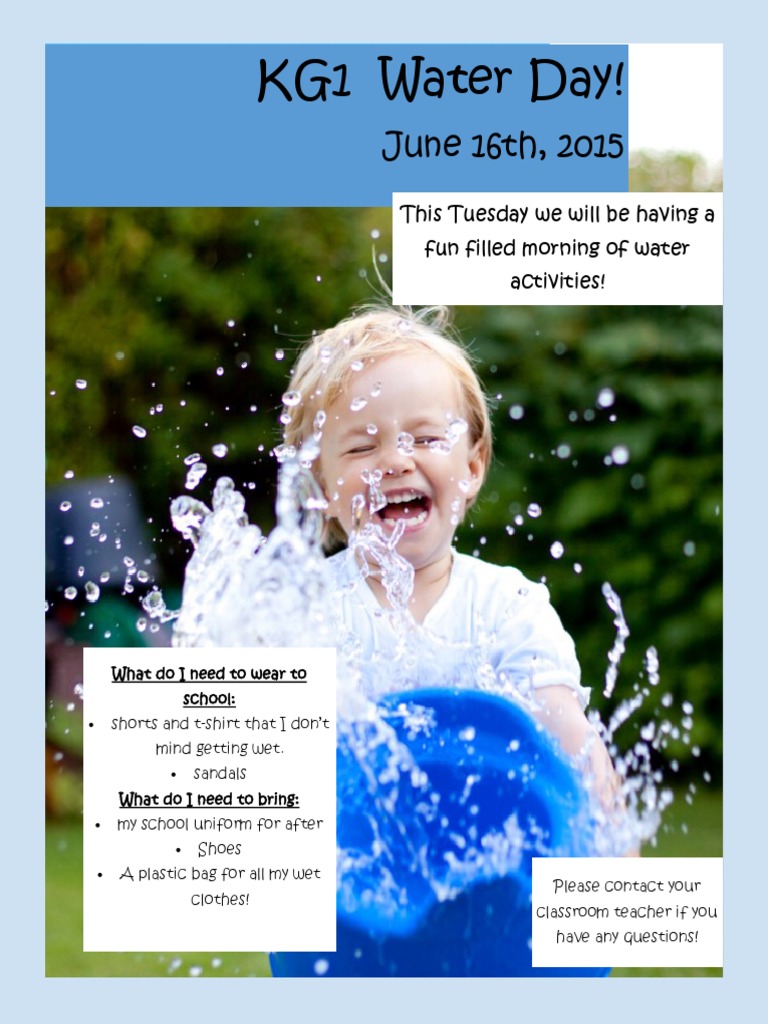 KG1 Water Day Activities Guide | PDF | Wellness