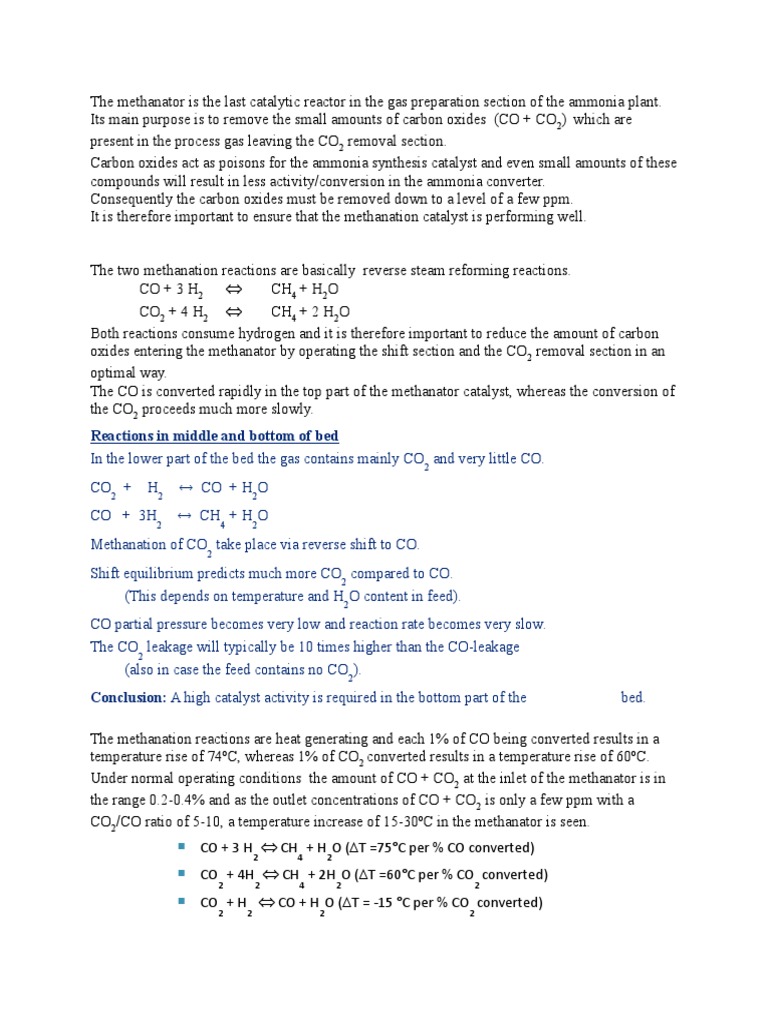 Methanation Catalyst | PDF | Carbon Dioxide | Chemical Reactions