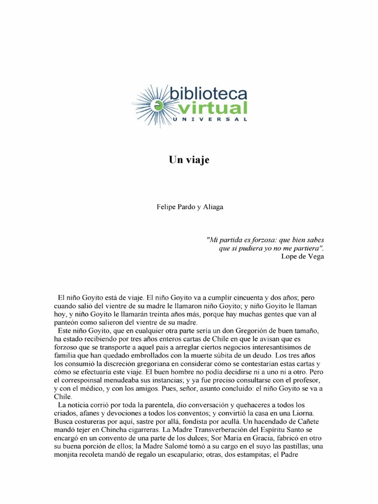 Un Viaje - Felipe Pardo y Aliaga | PDF
