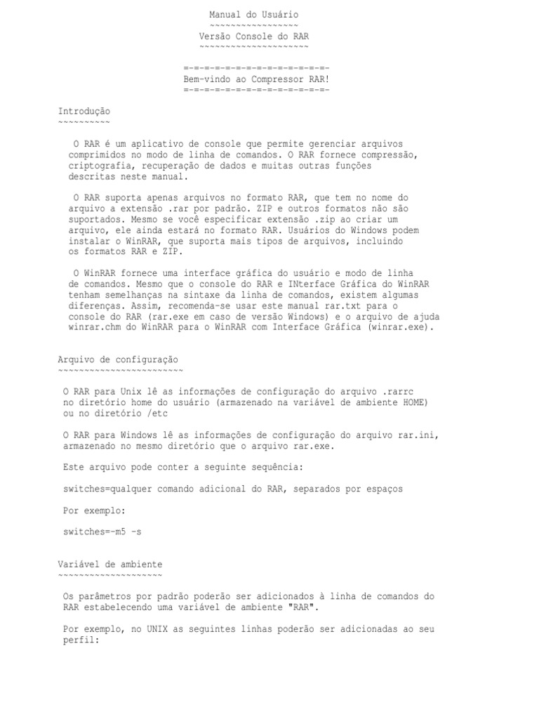 Rar - Manual Do Usuário | PDF