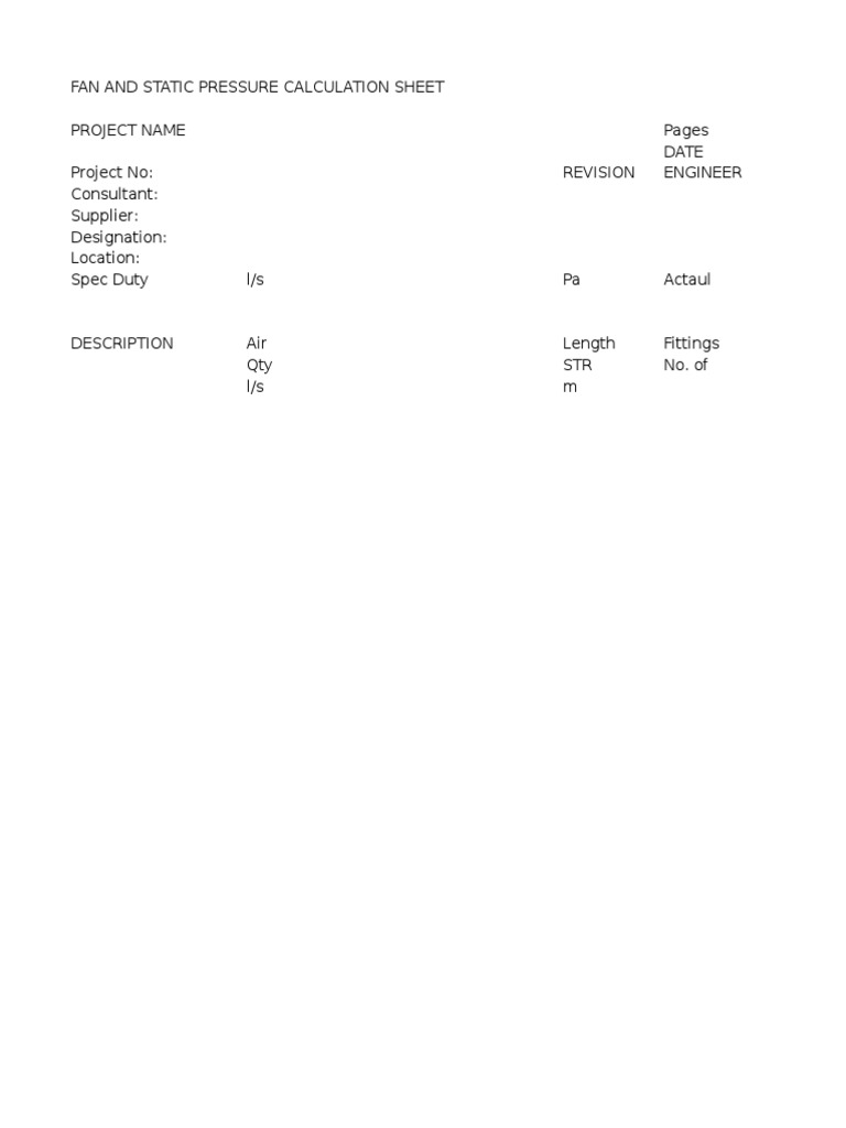 Calculation Sheet | PDF