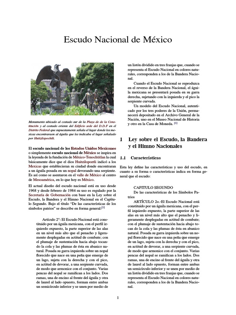 Características del Escudo Nacional de México | PDF | México | Constitución