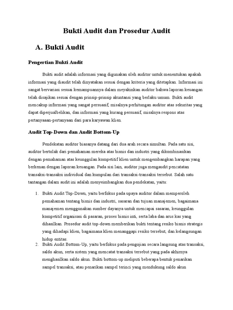 Bukti Dan Prosedur Audit | PDF