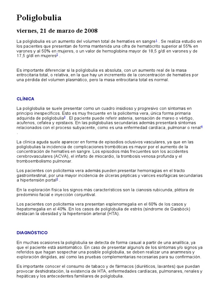 Poliglobulia: Diagnóstico y Tratamiento | PDF | Sistema respiratorio ...