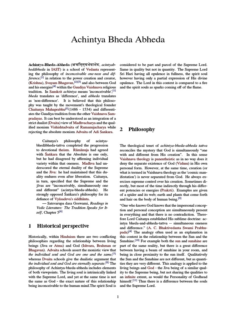 Achintya Bheda Abheda | PDF | Religious Faiths | Polytheism