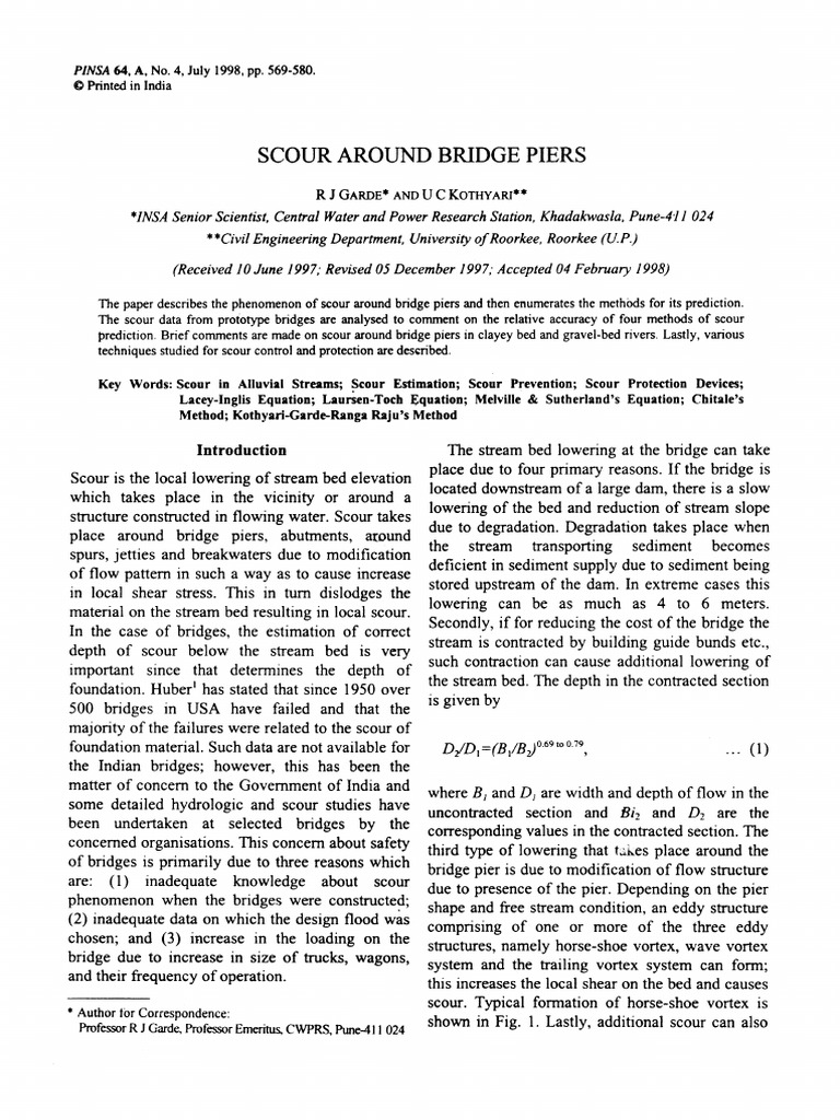 Scour Around Bridge Piers | PDF | Soil | Geomorphology