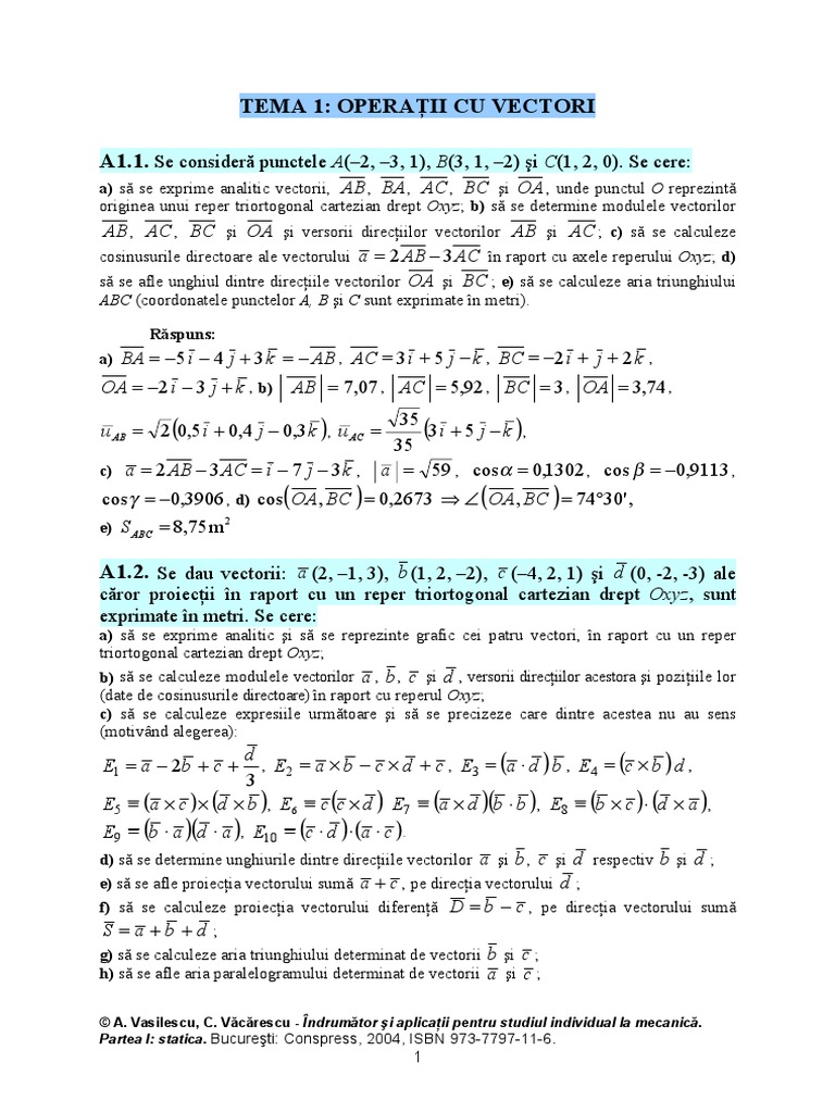Operatii Cu Vectori | PDF