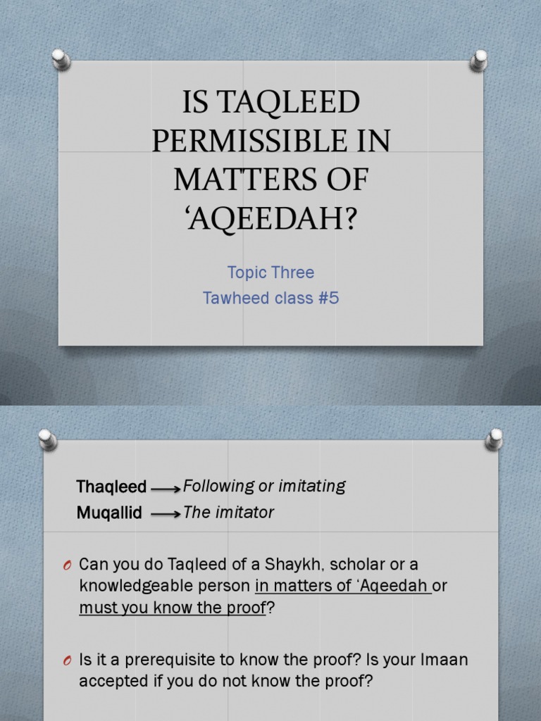Is Taqleed Permissible in Matters of Aqeedah | PDF | Islamic Branches ...