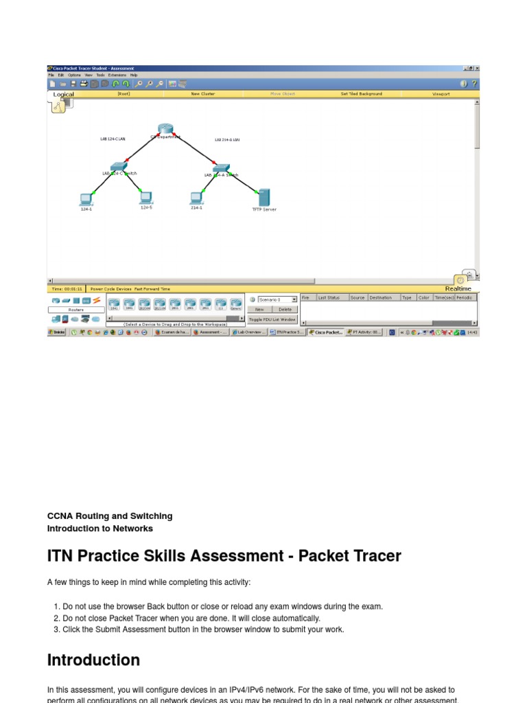 ITN Practice Skills Assessment - Packet Tracer Ejercicio | PDF | I Pv6 | Computer Network