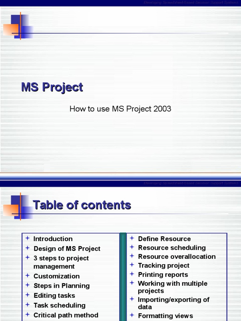 How To Use MS Project 2003 | PDF | Project Management | Computing