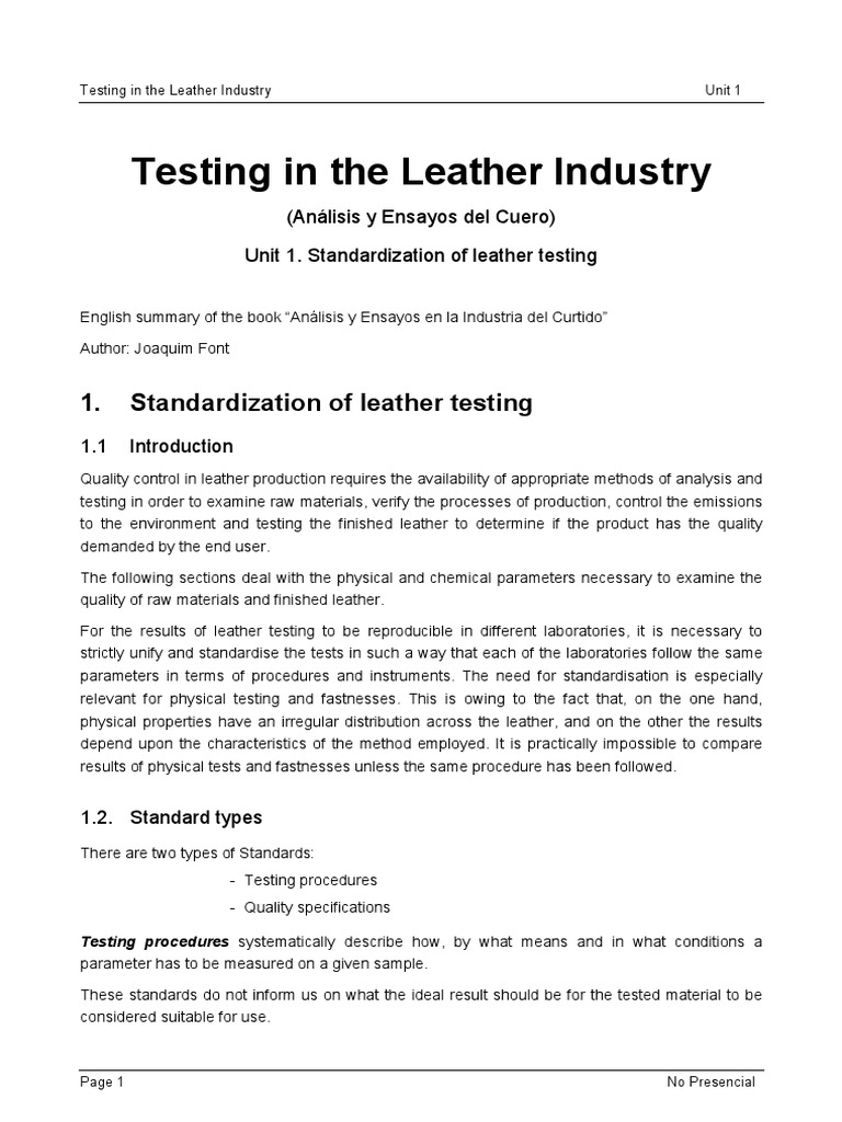 Leather Testing Standardization | PDF | Standardization | Dye
