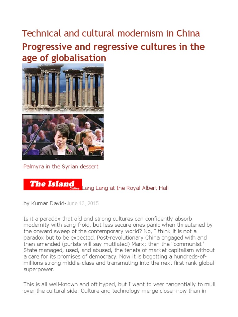 Technical and Cultural Modernism in China Progressive and Regressive ...