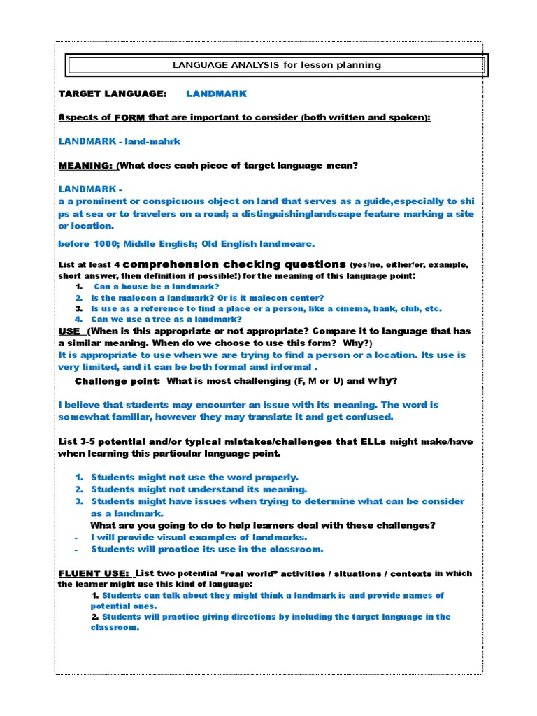 Understanding "Landmark" Meaning | PDF | Translations | English Language