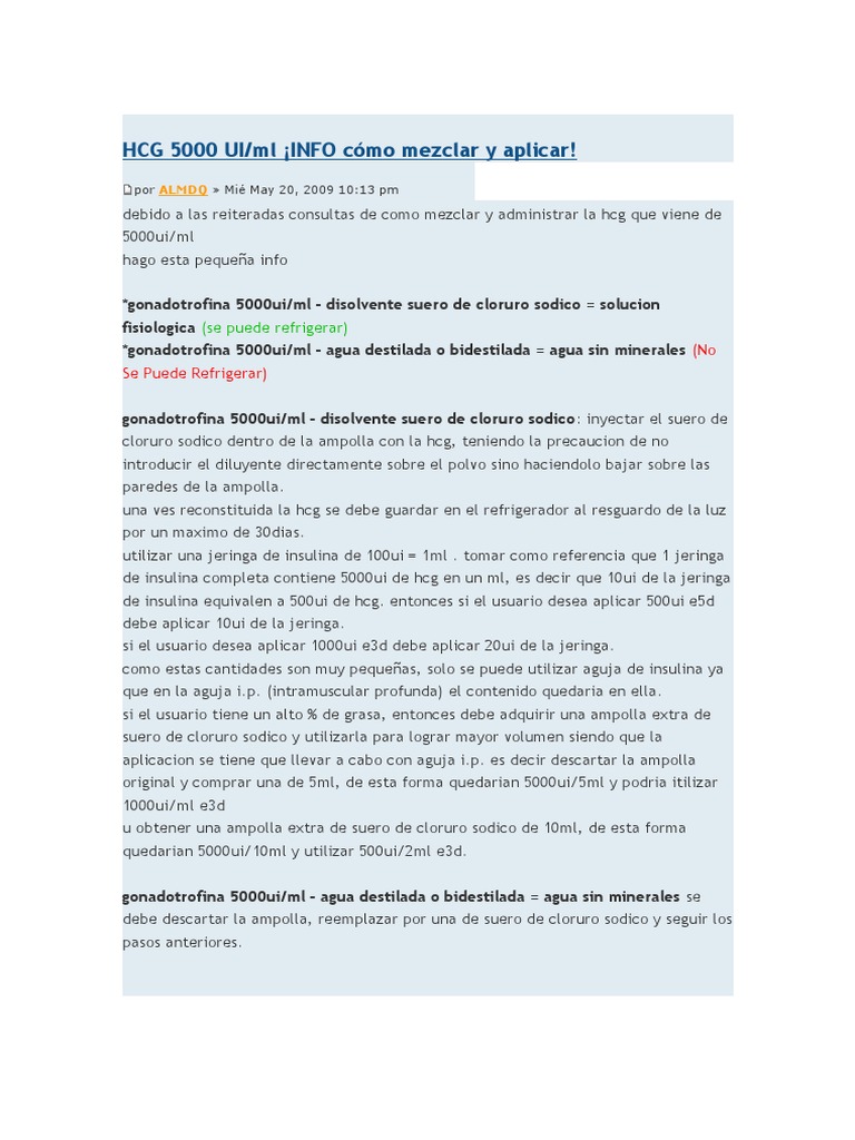HCG 5000 Ui | PDF | Cocina, comidas y vino | Salud y bienestar