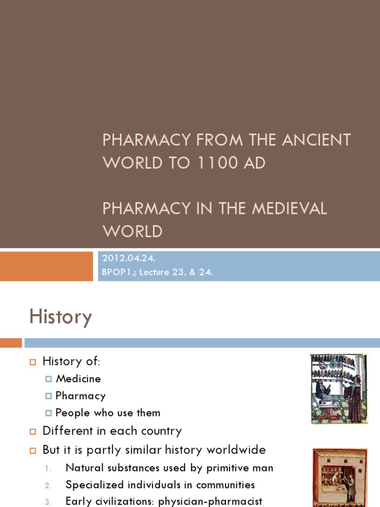 Evolution of Pharmacy to 1100 AD | PDF | Pharmacy | Medicine