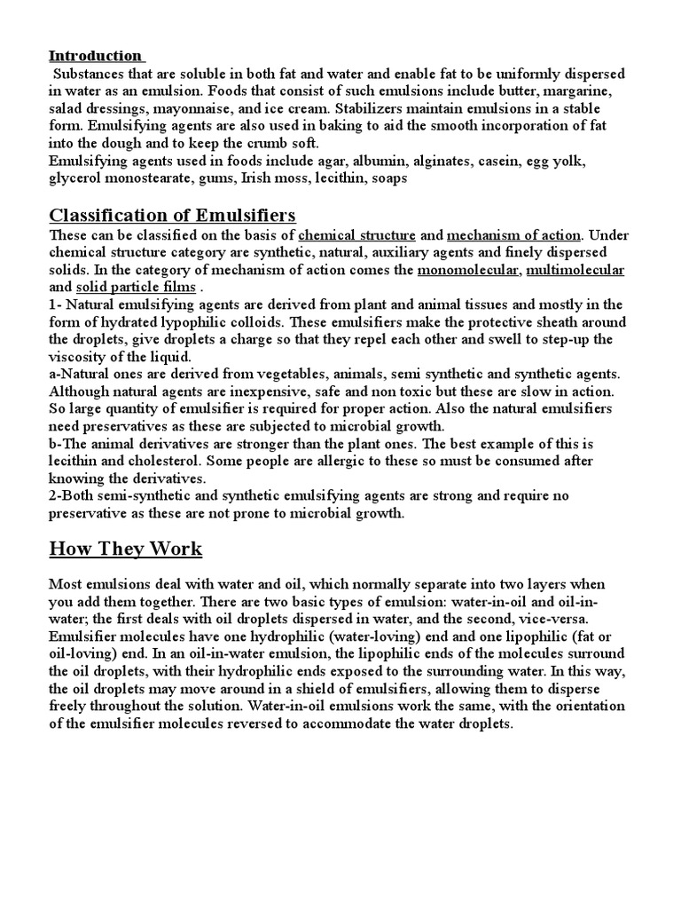 Emulsifying Agents | Emulsion | Materials