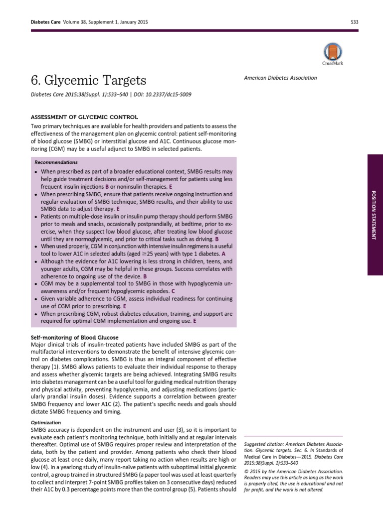 Glycemic Targets ADA 2015 - DC15 | PDF