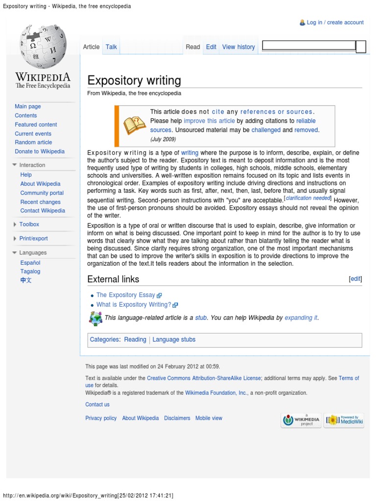Expository Writing - Wikipedia, The Free Encyclopedia | PDF | Wikipedia ...