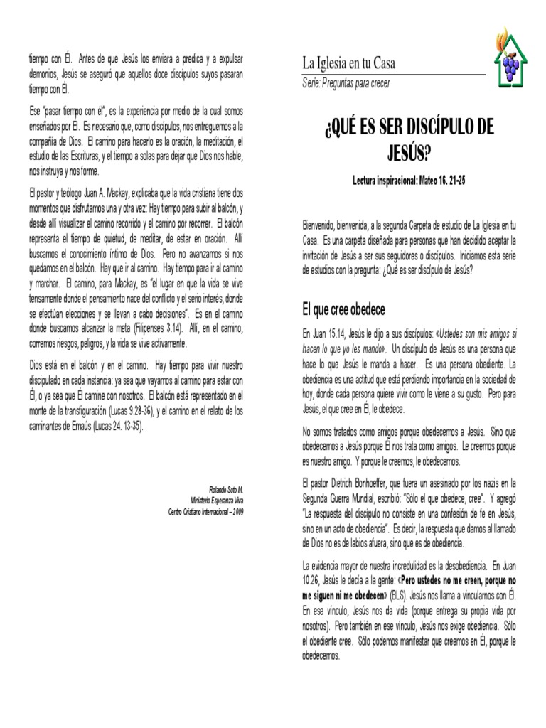 Que Es Ser Discípulo de Jesus | PDF | Obediencia (comportamiento humano ...