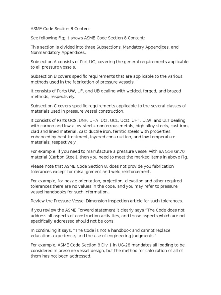 ASME Code Section 8 Content | PDF | Pressure | Welding