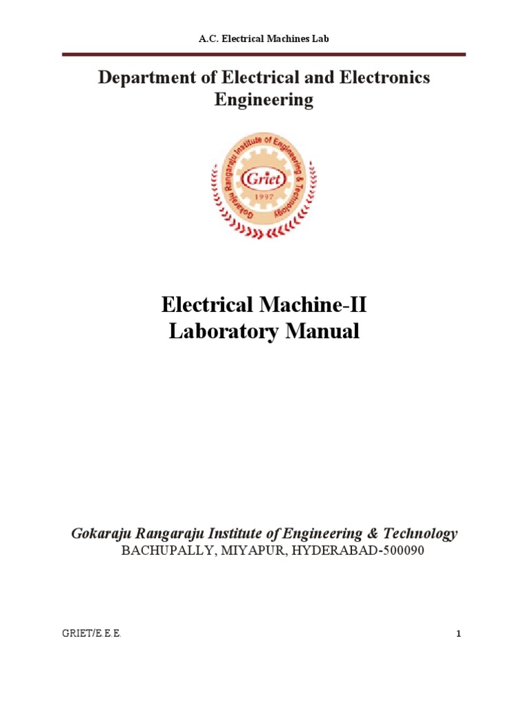 AC Machines Lab Manual PDF | PDF | Transformer | Alternating Current
