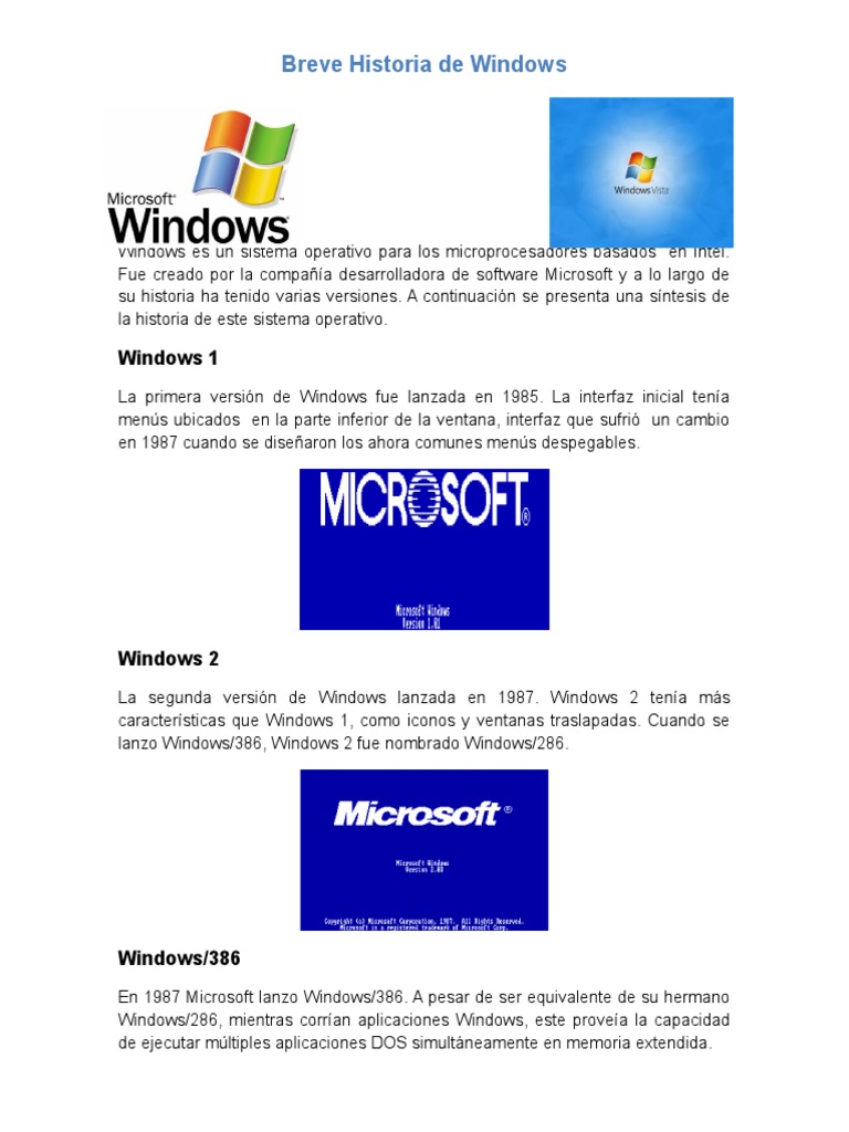 Evolución de Windows: 1985-2007 | PDF | Windows Vista | Microsoft Windows