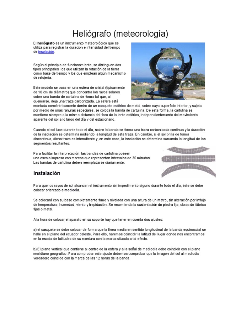 Funcionamiento del Heliógrafo Meteorológico | PDF | Física Aplicada e ...