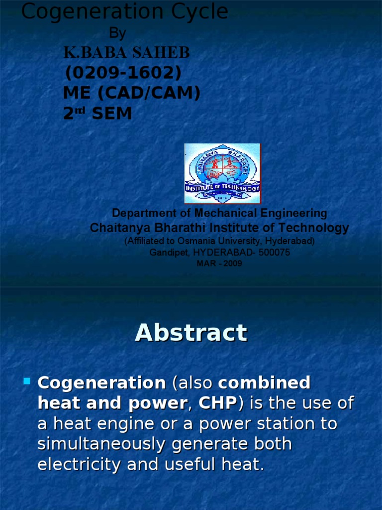 Cogeneration Cycle | PDF | Cogeneration | Steam