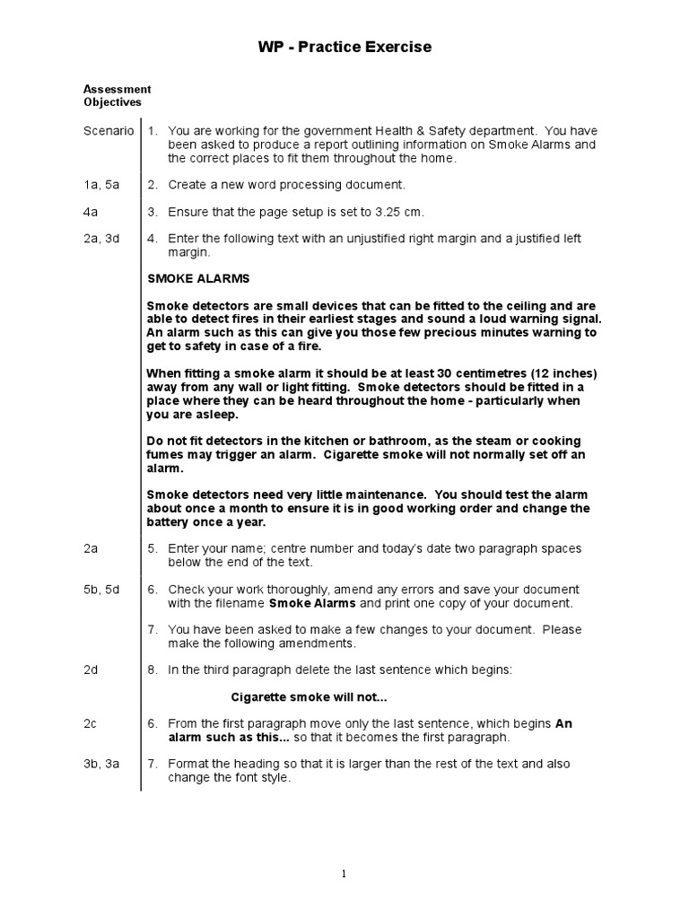 Smoke Alarms - Worksheet | PDF | Paragraph | Computing And Information ...