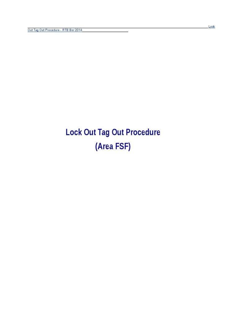 Lock Out Tag Out Procedure - 01 - FSF | PDF | Machines | Lock (Security ...