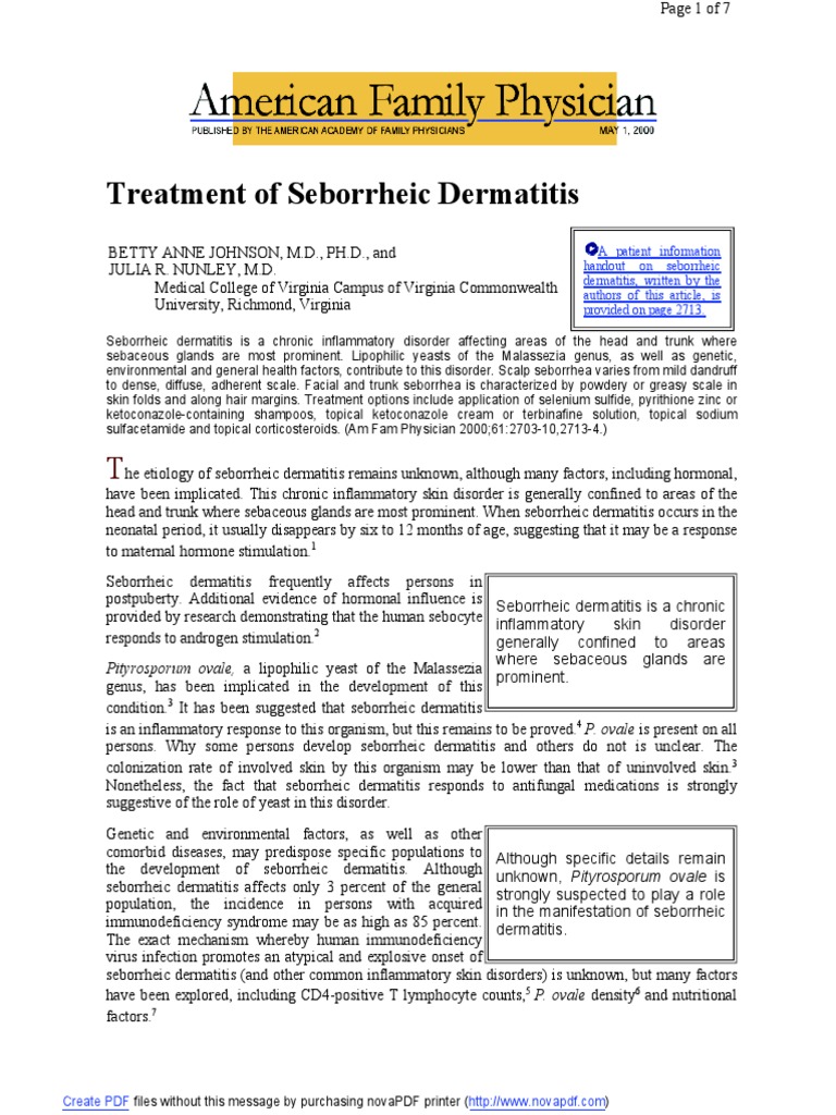 Treatment of Seborrheic Dermatitis PDF | PDF | Dermatitis | Shampoo