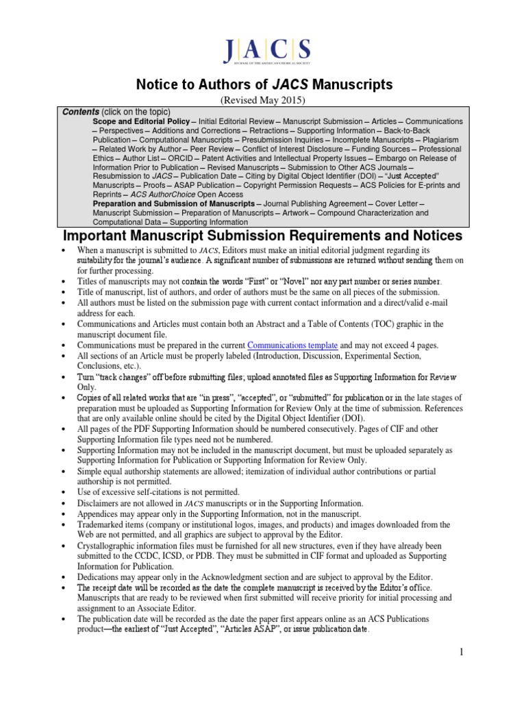 Author Guide JACS | PDF | Academic Journal | Open Access