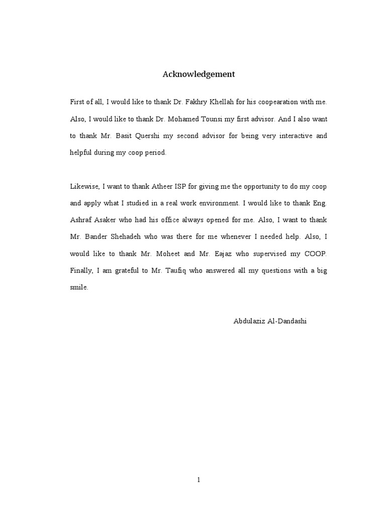 Acknowledgement | PDF | Databases | Internet