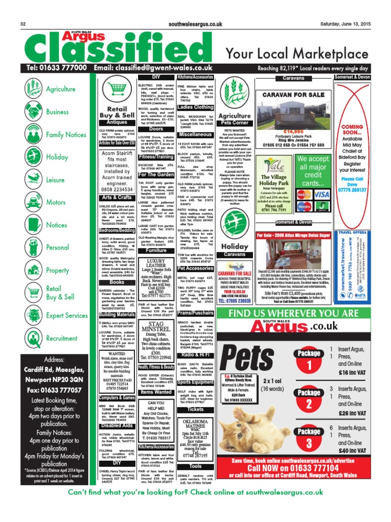 Classified: Your Local Marketplace | PDF | Newspapers | Employment
