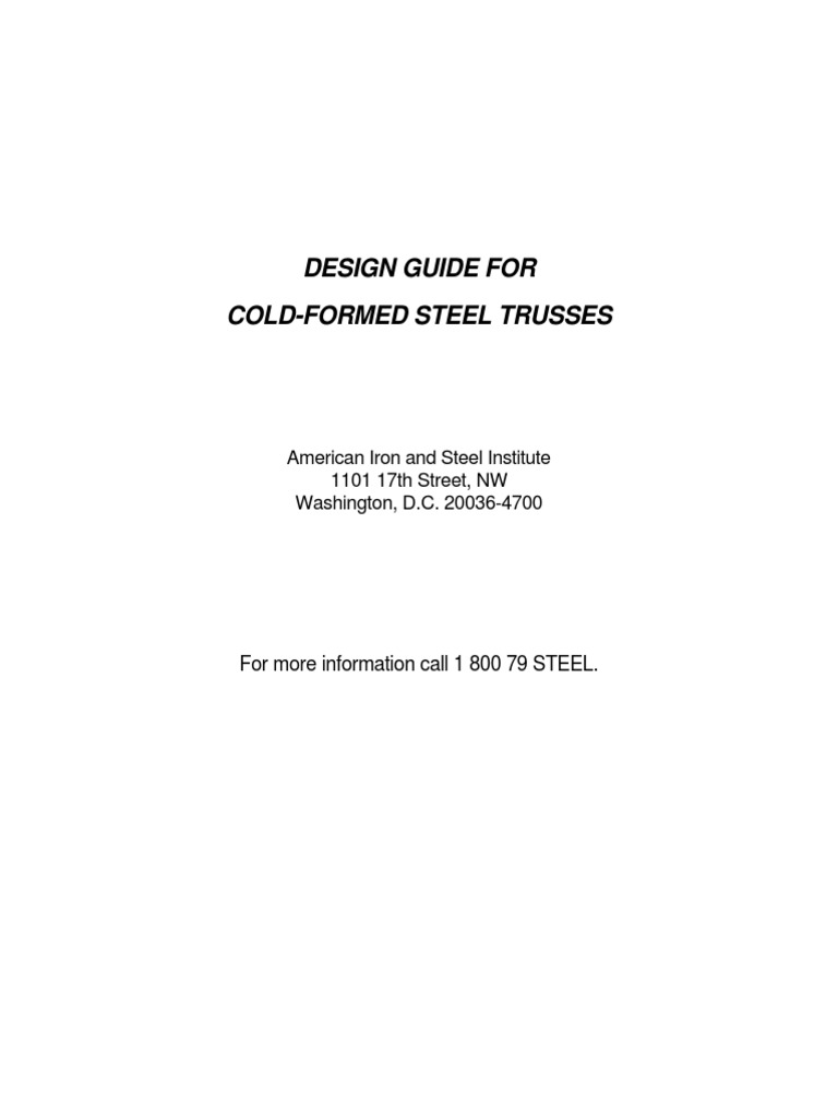 Design Guide For Cold-Formed Steel Trusses | PDF | Truss | Structural Load