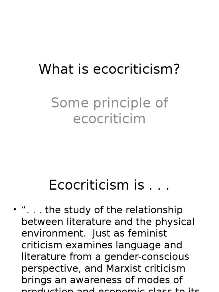 Eco Criticism ppt | Ecocriticism | Philosophical Science