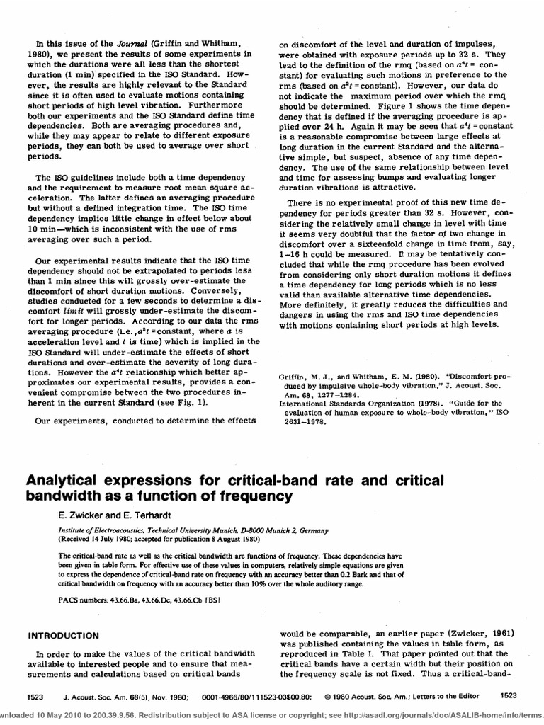 Bandwidth As A Function of Frequency: Analytical Expressions For ...