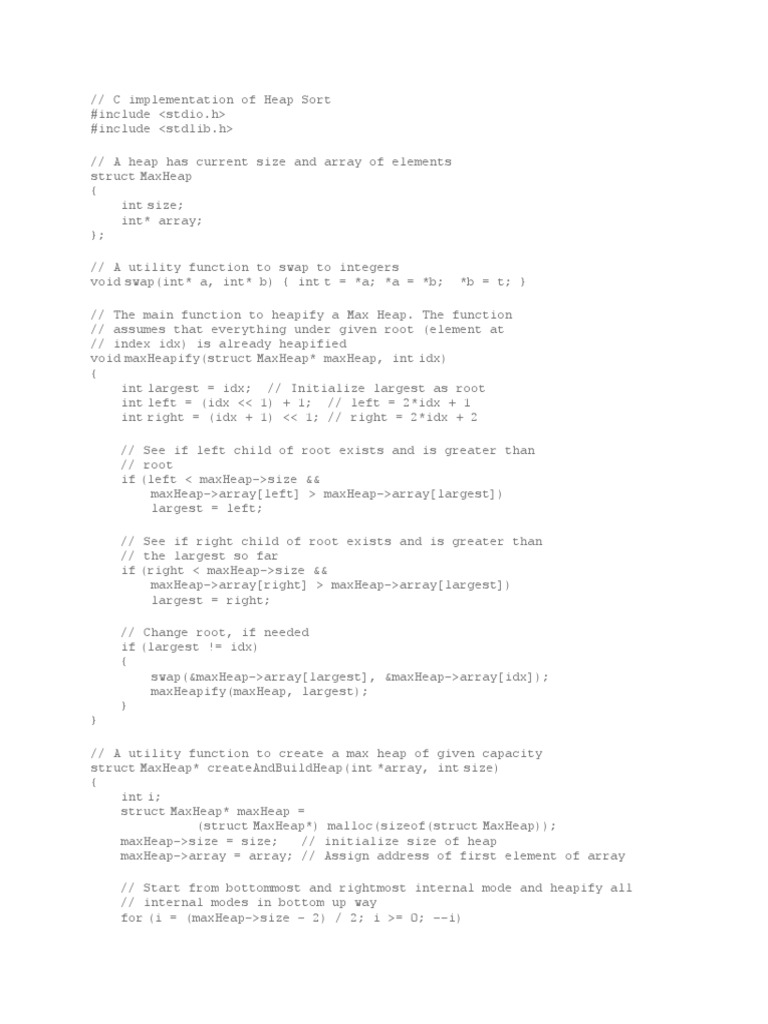 C Implementation of Heap Sort | Download Free PDF | Applied Mathematics ... C Implementation of Heap Sort | Download Free PDF | Applied Mathematics ...