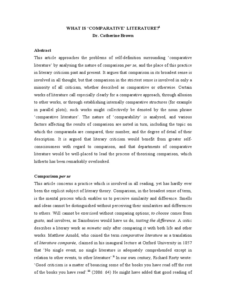 Understanding Comparative Literature | PDF | Scientific Method | Mind