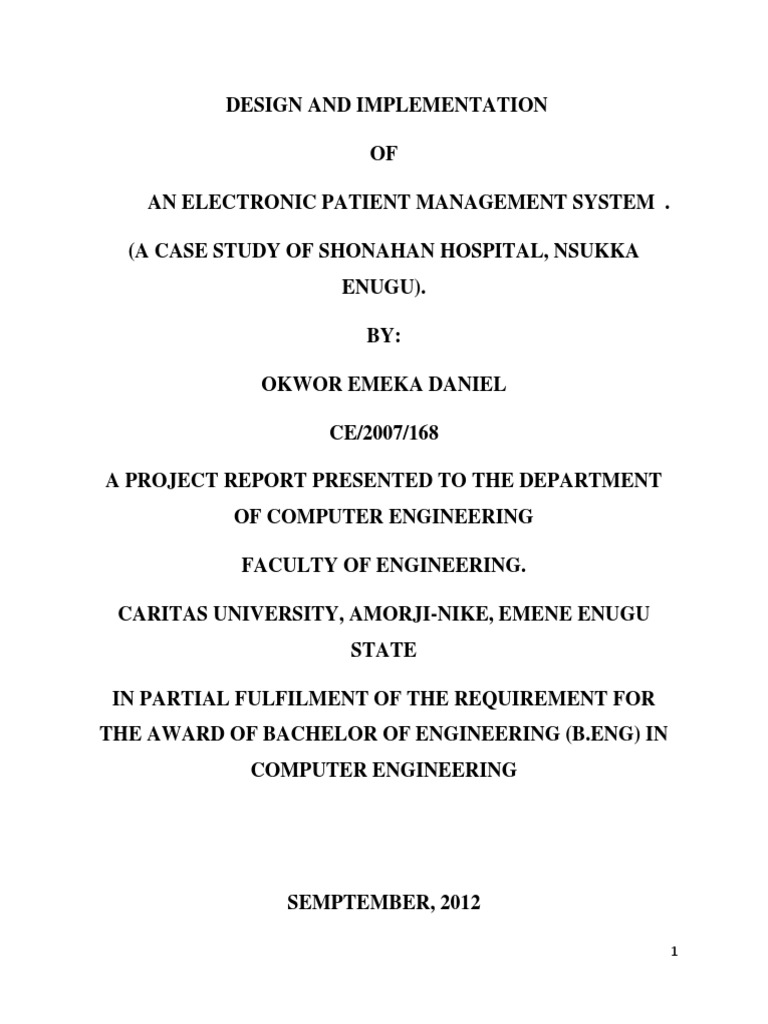 Design and Implementation of An Electronic Patient Management System ...