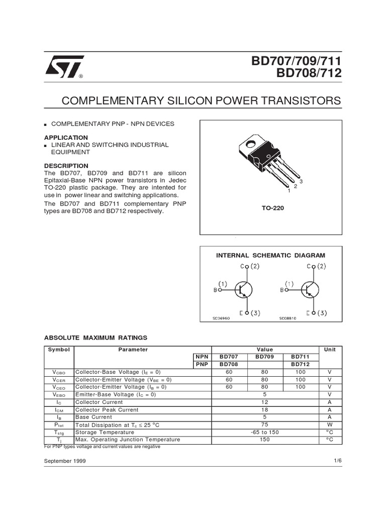 BD 712 | PDF | Bipolar Junction Transistor | Electrical Engineering