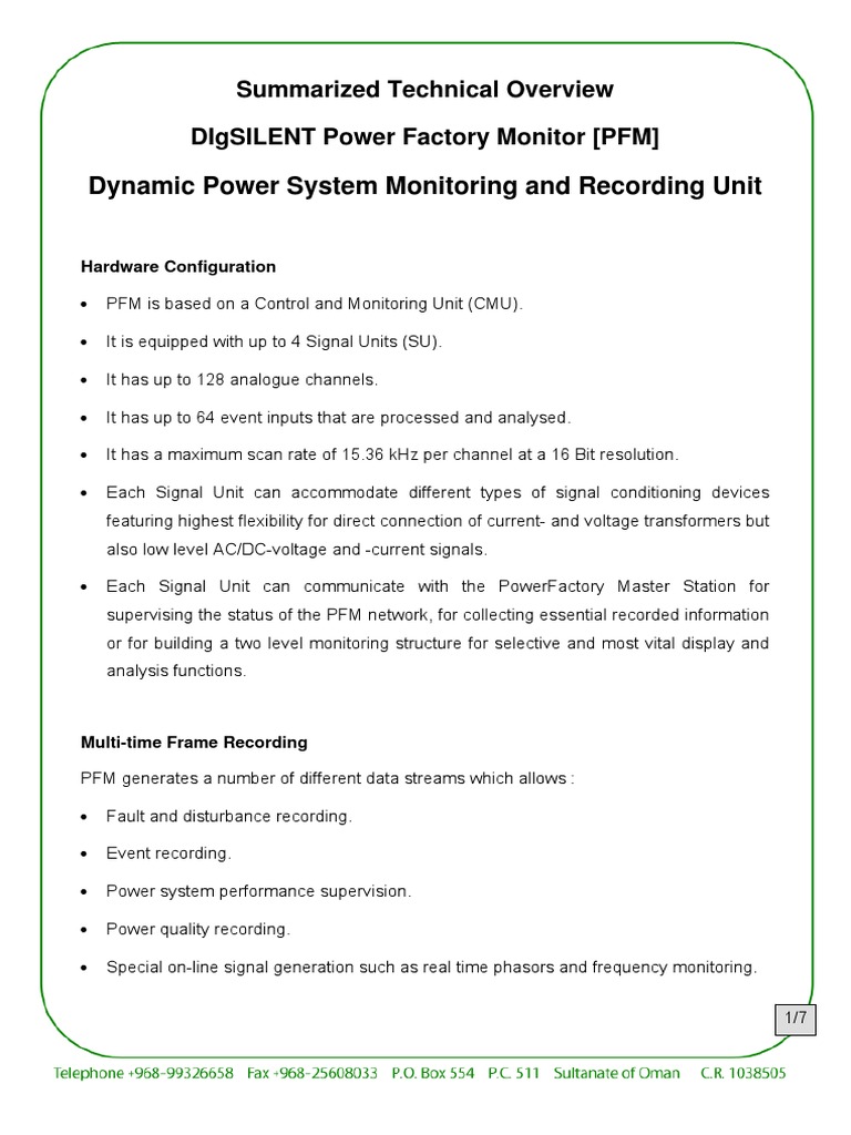 Dynamic Power System Monitoring and Recording Unit: Summarized ...