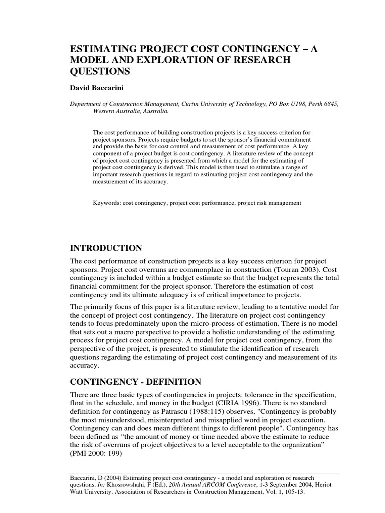 Project Cost Contingency | PDF | Risk | Project Management